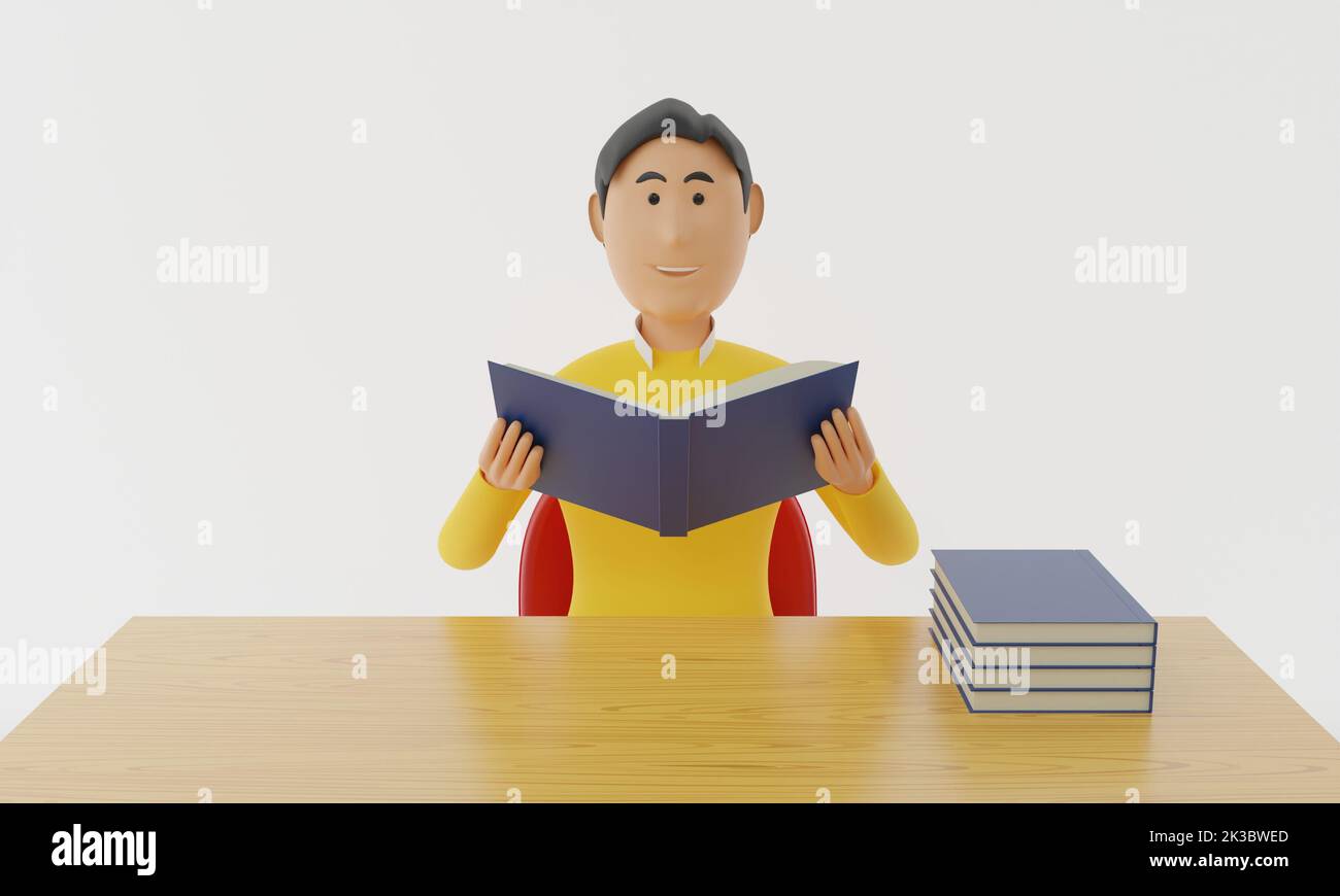 3d man sitting reading book hi-res stock photography and images - Alamy