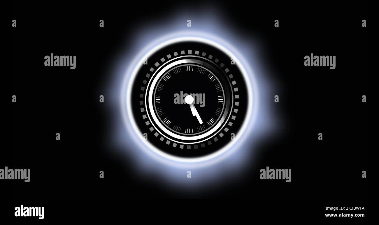 Image of scope scanning with clock on black background Stock Photo - Alamy