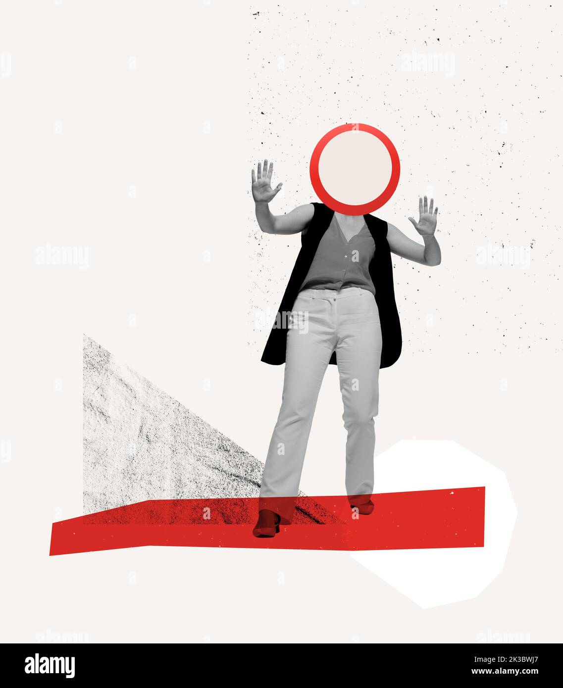 Contemporary art collage. Woman in official clothes with movement ...