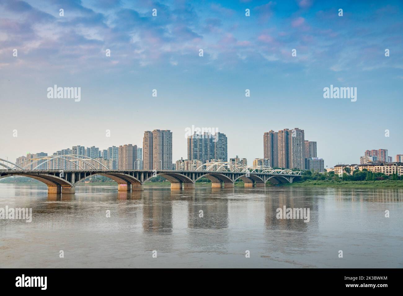 The third bridge of the Minjiang River in Leshan, Sichuan Province ...