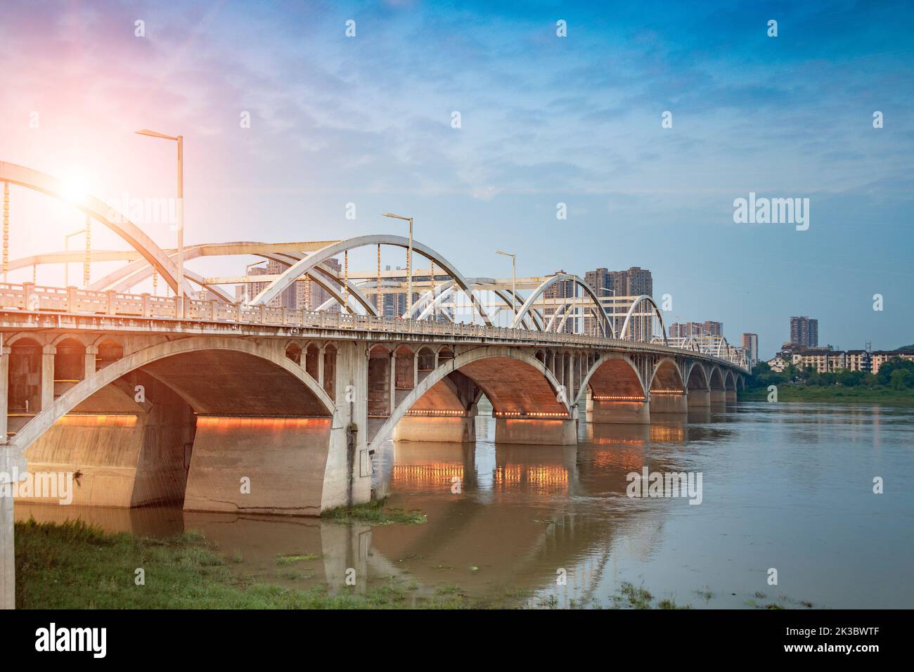 The third bridge of the Minjiang River in Leshan, Sichuan Province ...