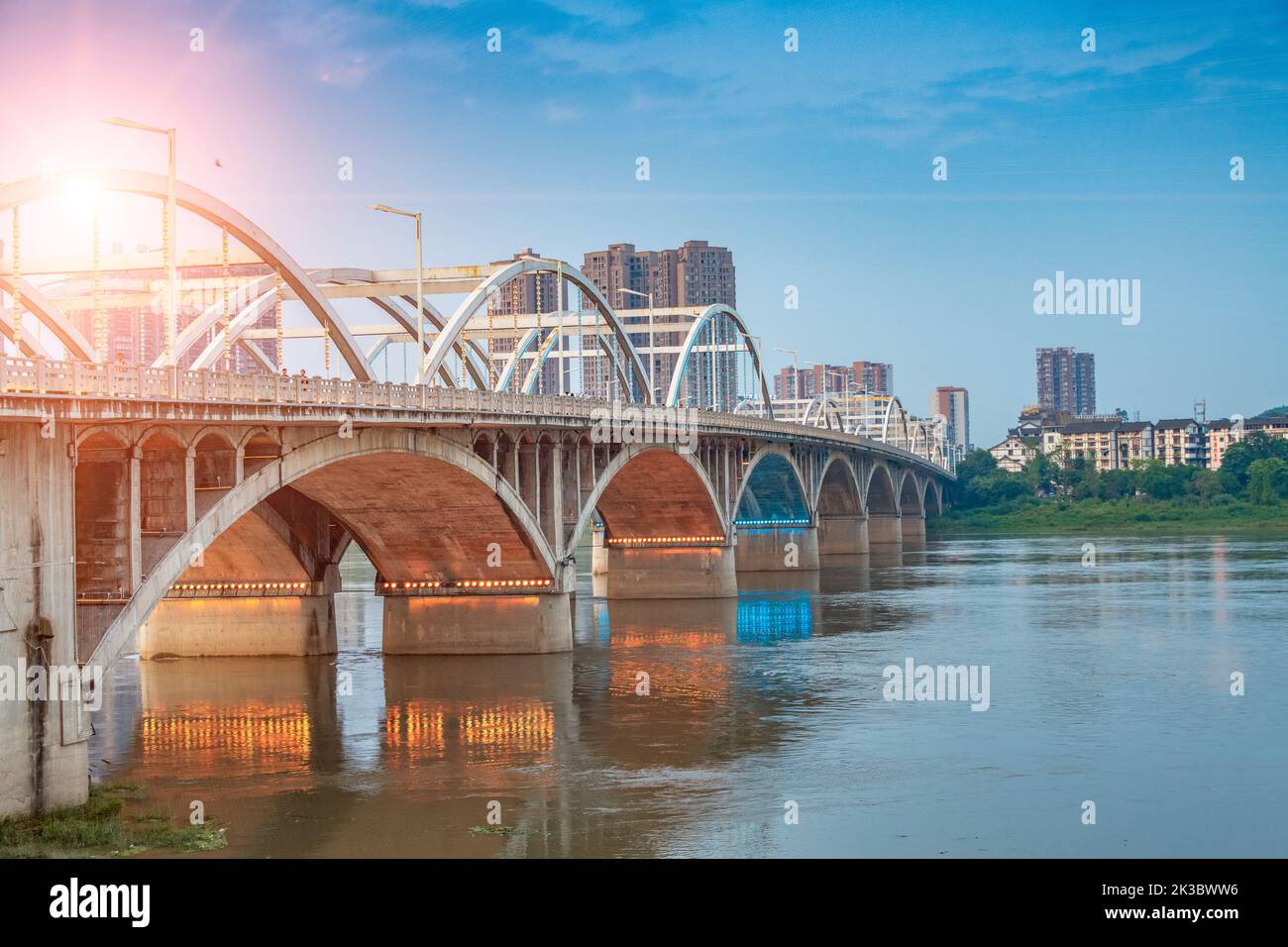 The third bridge of the Minjiang River in Leshan, Sichuan Province ...