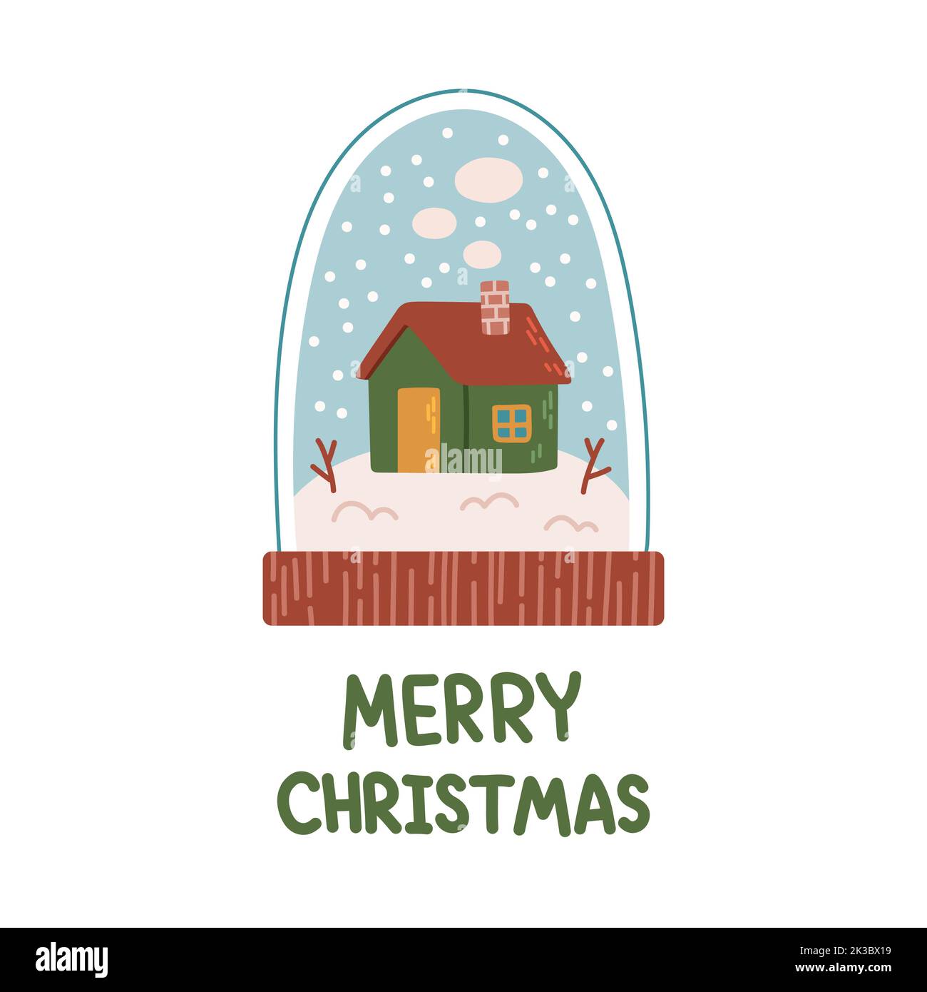 Merry Christmas snow globe lettering flat vector Stock Vector Image ...