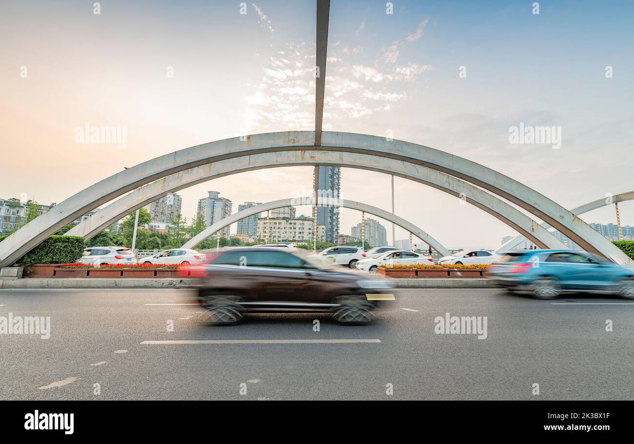 The third bridge of the Minjiang River in Leshan, Sichuan Province ...