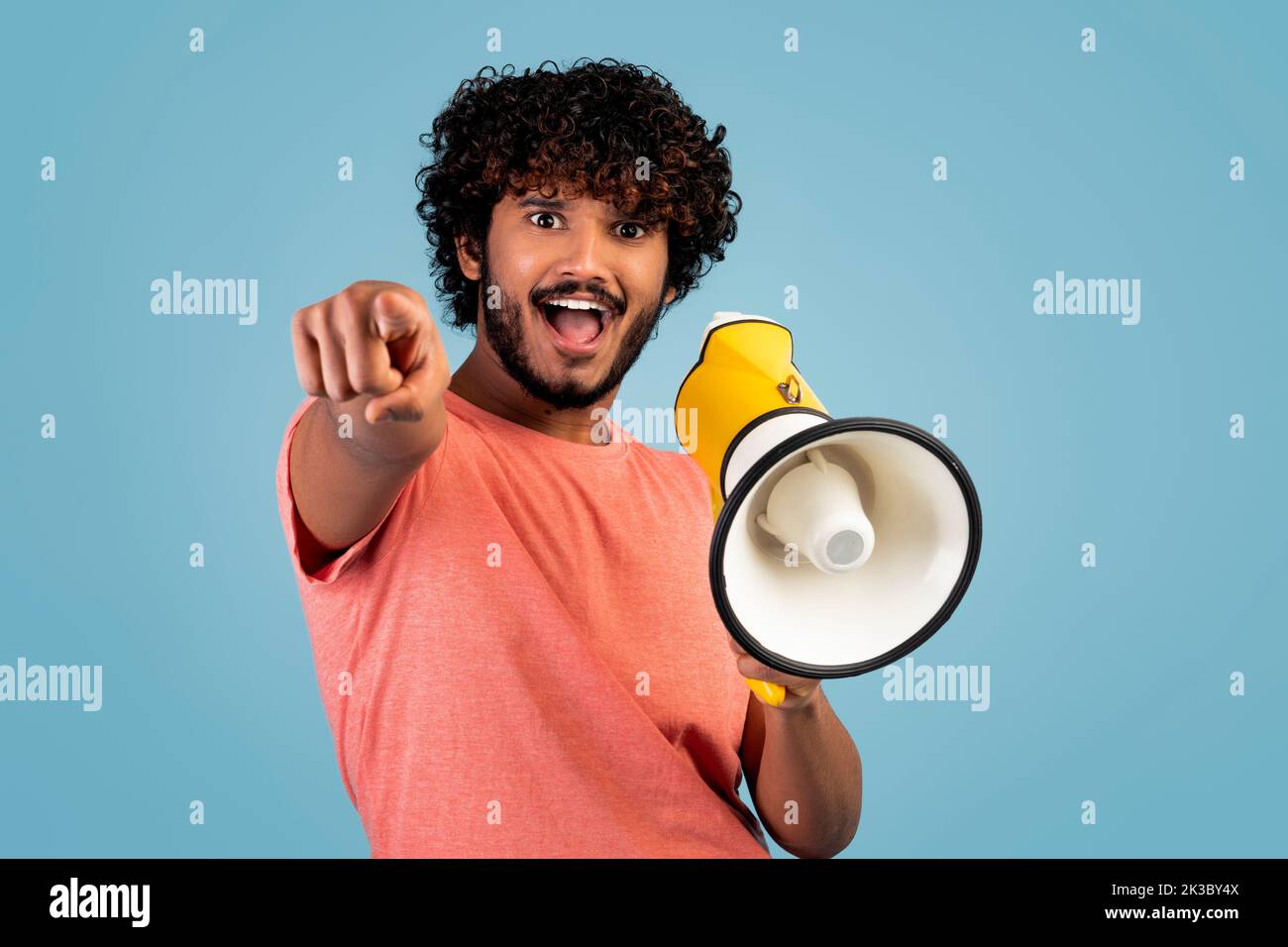 Man shouting through megaphone hi-res stock photography and images - Alamy