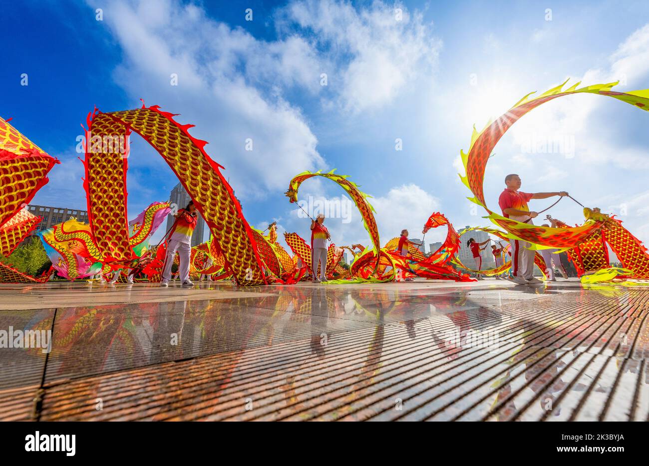 CHONGQING, CHINA - SEPTEMBER 26, 2022 - People dance ribbon dragons at ...