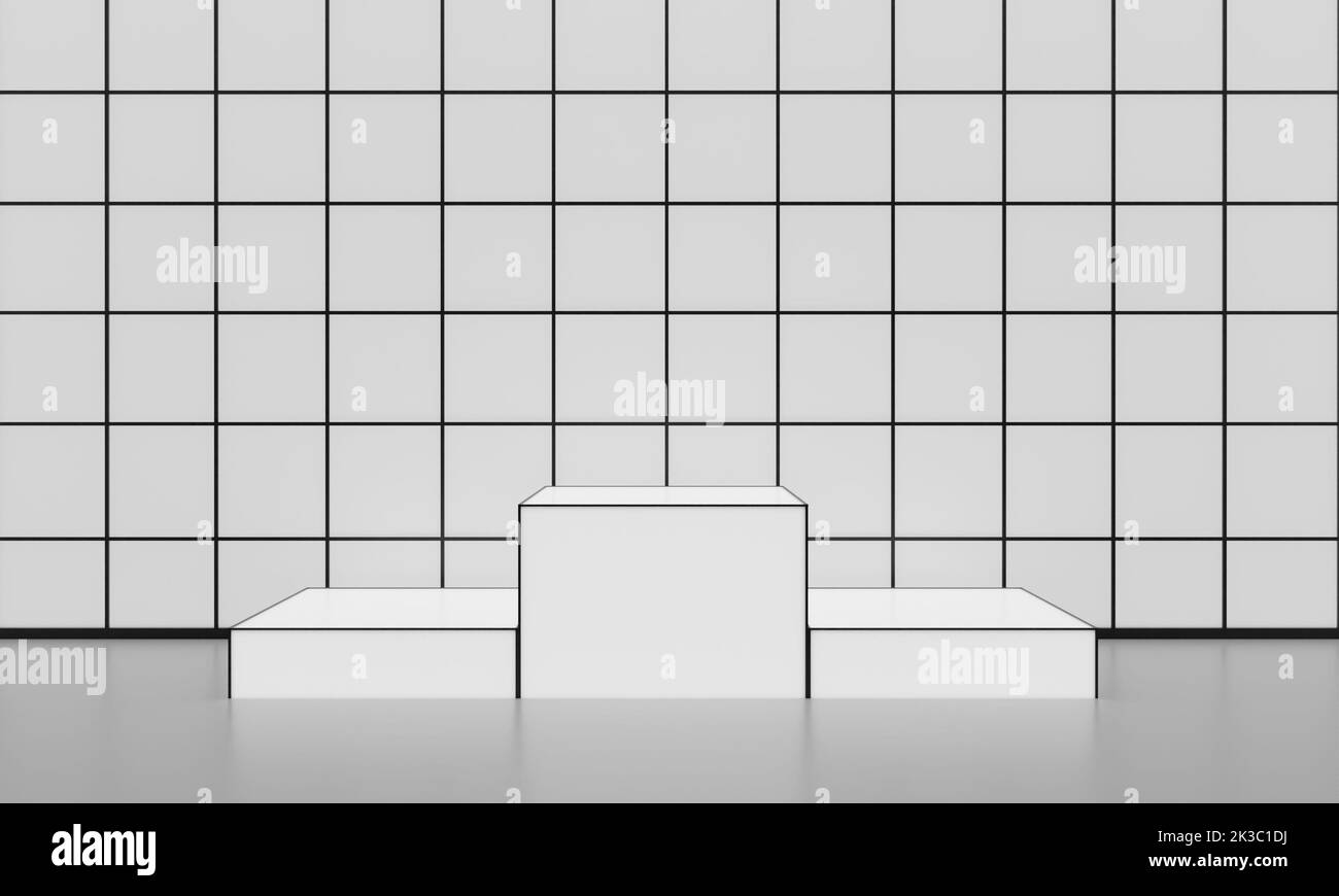 white podium with spotlight in the white room.3d rendering Stock Photo ...