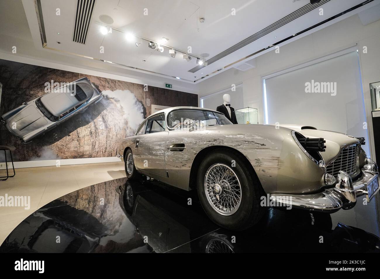 A silver birch Aston Martin DB5 stunt car, one of eight stunt replicas ...