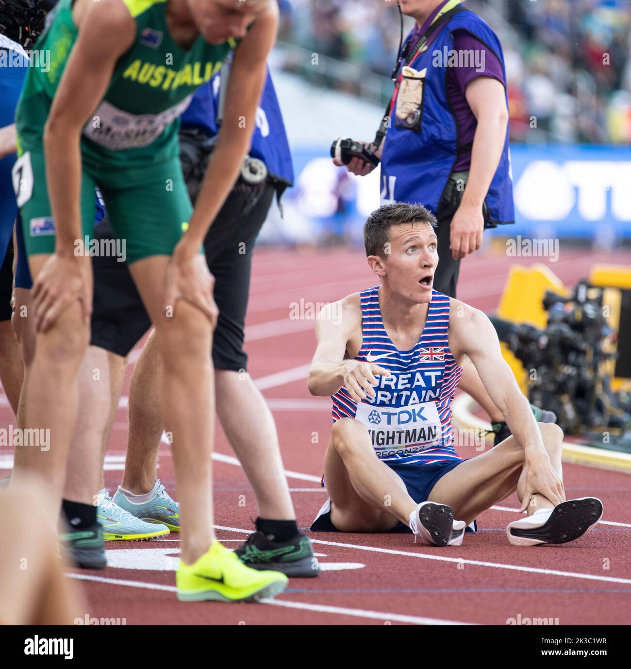 Jake Wightman stunned after winning the men’s 1500m final at the World ...