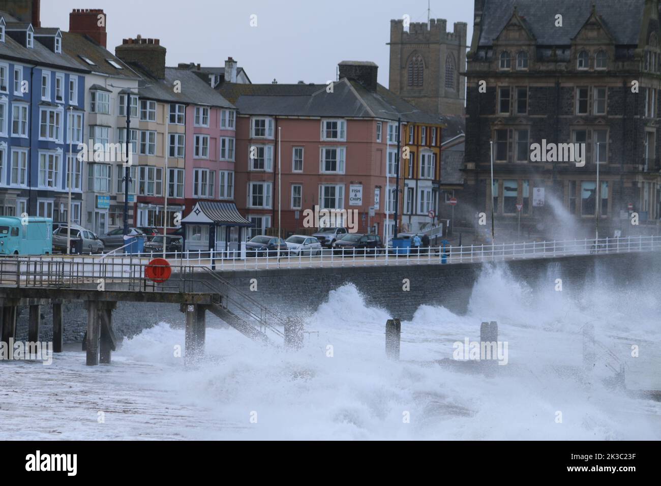Aberystwyth Wales UK weather 26th September 2022. A cold and blustery ...