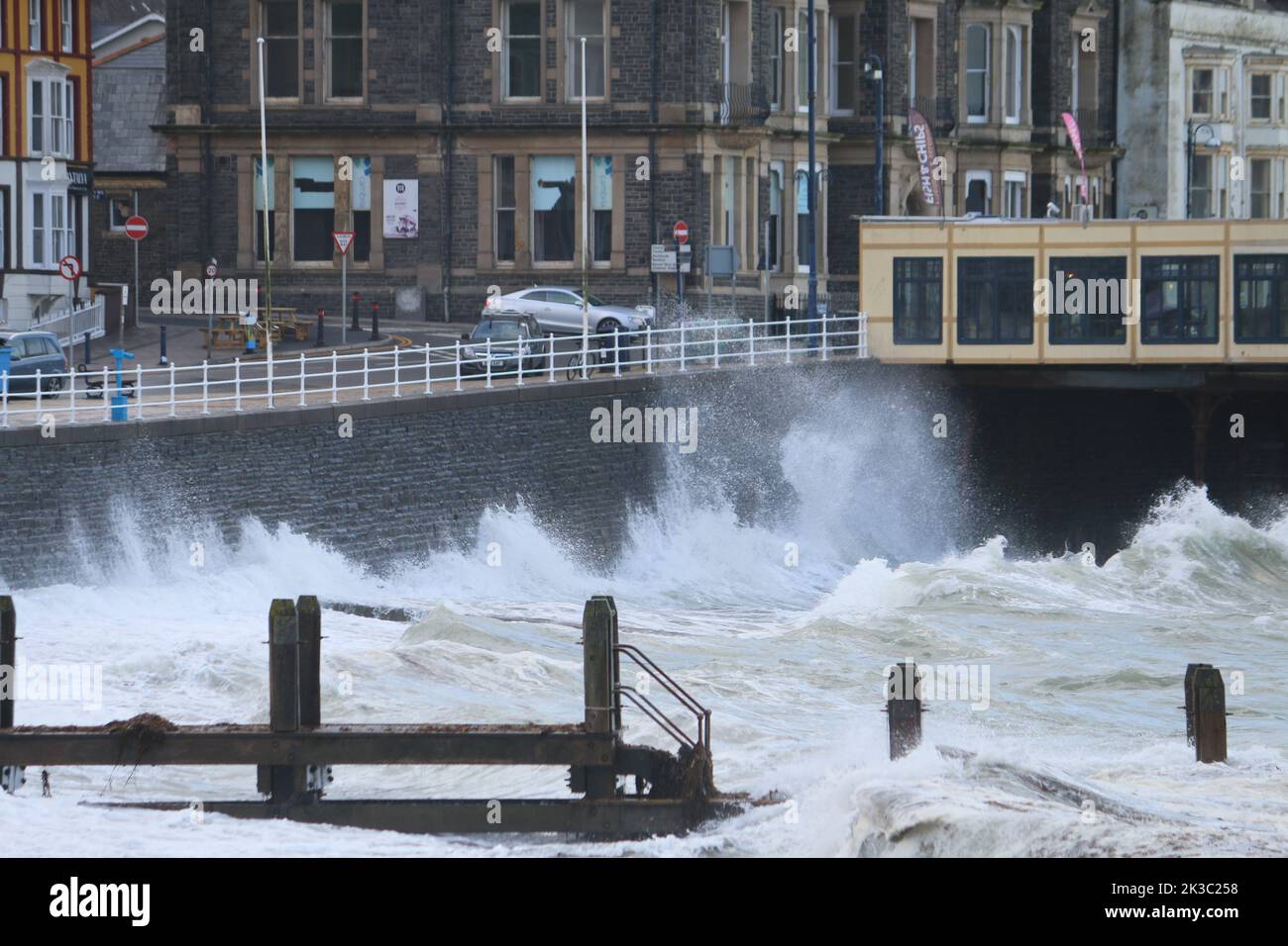 Aberystwyth Wales UK weather 26th September 2022. A cold and blustery ...