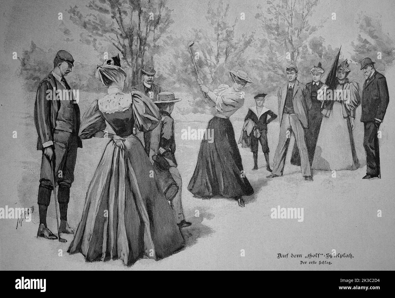 Feine Gesellschaft auf dem Golfplatz, 1880, Frankreich / Fine society ...