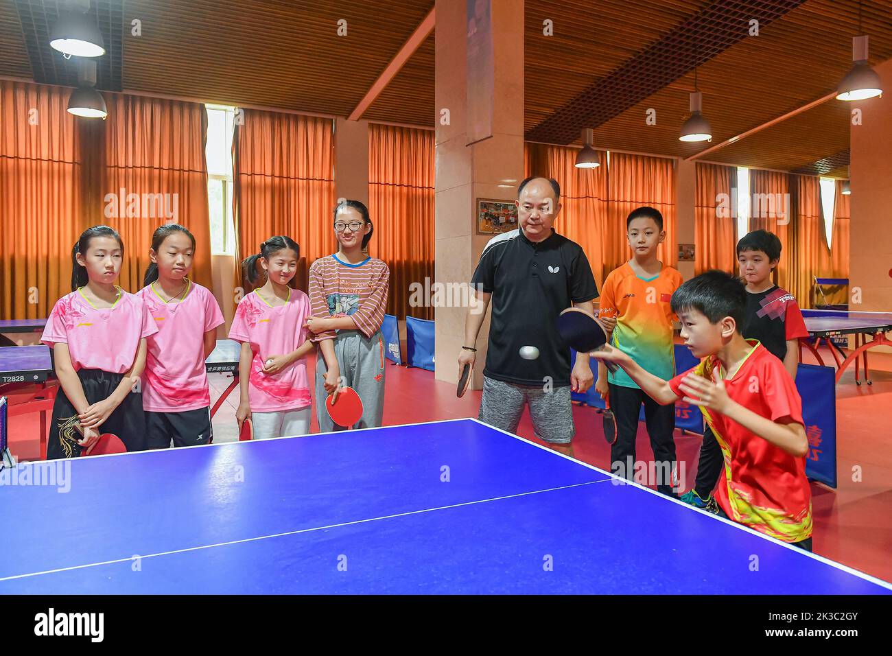 HEFEI, CHINA - SEPTEMBER 23, 2022 - Coach Kong Guoping guides a student ...