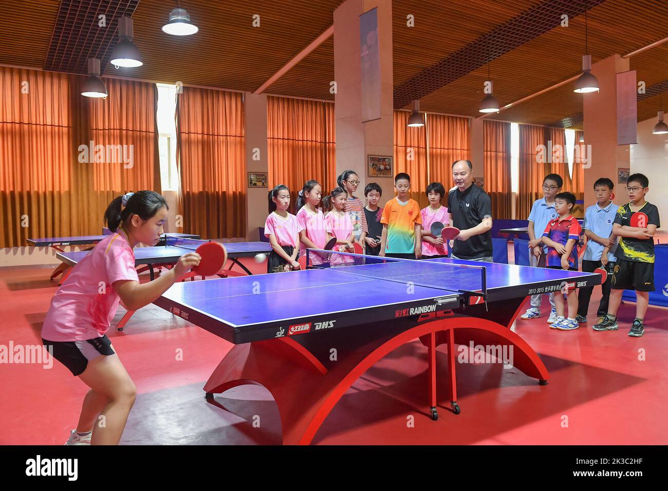 HEFEI, CHINA - SEPTEMBER 23, 2022 - Coach Kong Guoping guides a student ...