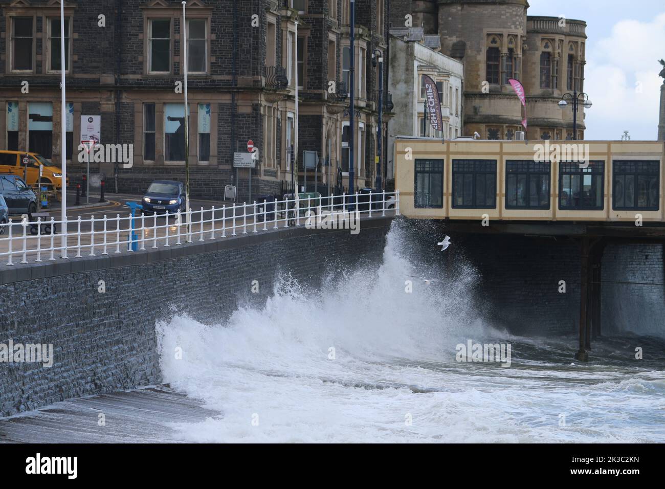 Aberystwyth Wales UK weather 26th September 2022. A cold and blustery ...
