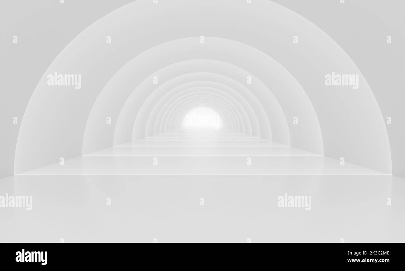 white corridor with white light in tunnel .3d rendring Stock Photo - Alamy