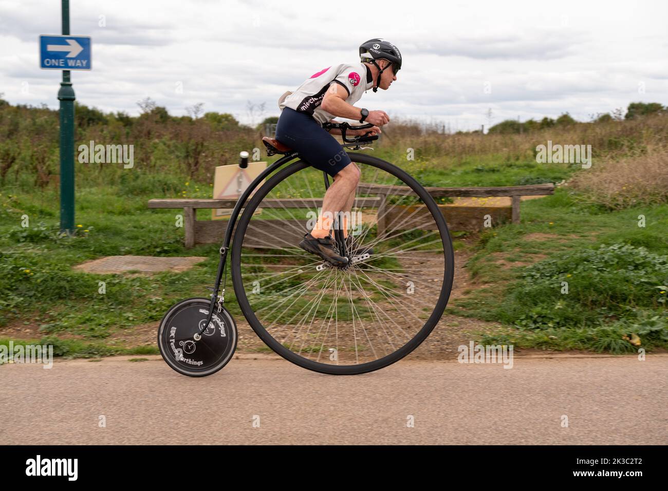 People racing penny farthings in national cycle race hi-res stock ...