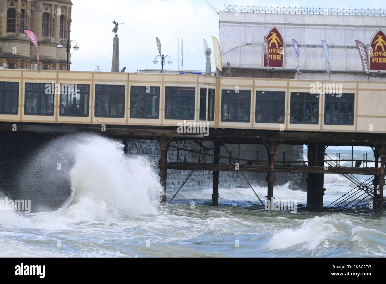 Aberystwyth Wales UK weather 26th September 2022. A cold and blustery ...