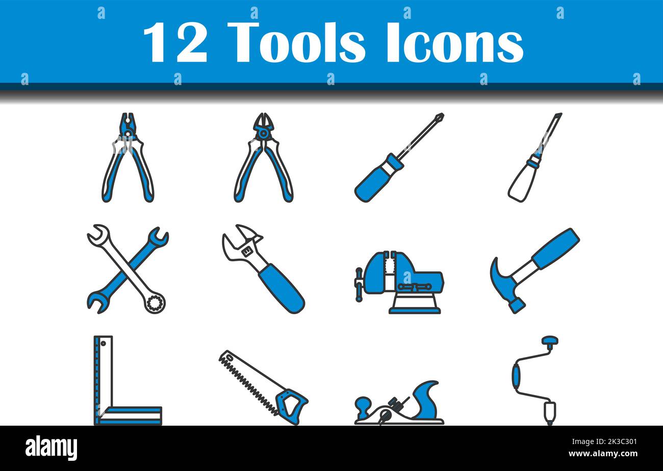 Tools Icon Set. Editable Bold Outline With Color Fill Design. Vector ...