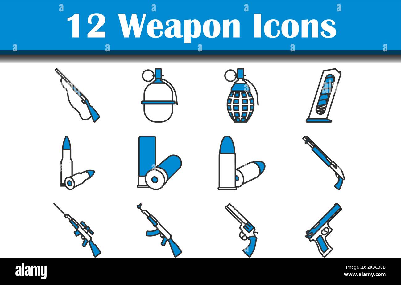 Weapon Icon Set. Editable Bold Outline With Color Fill Design. Vector ...