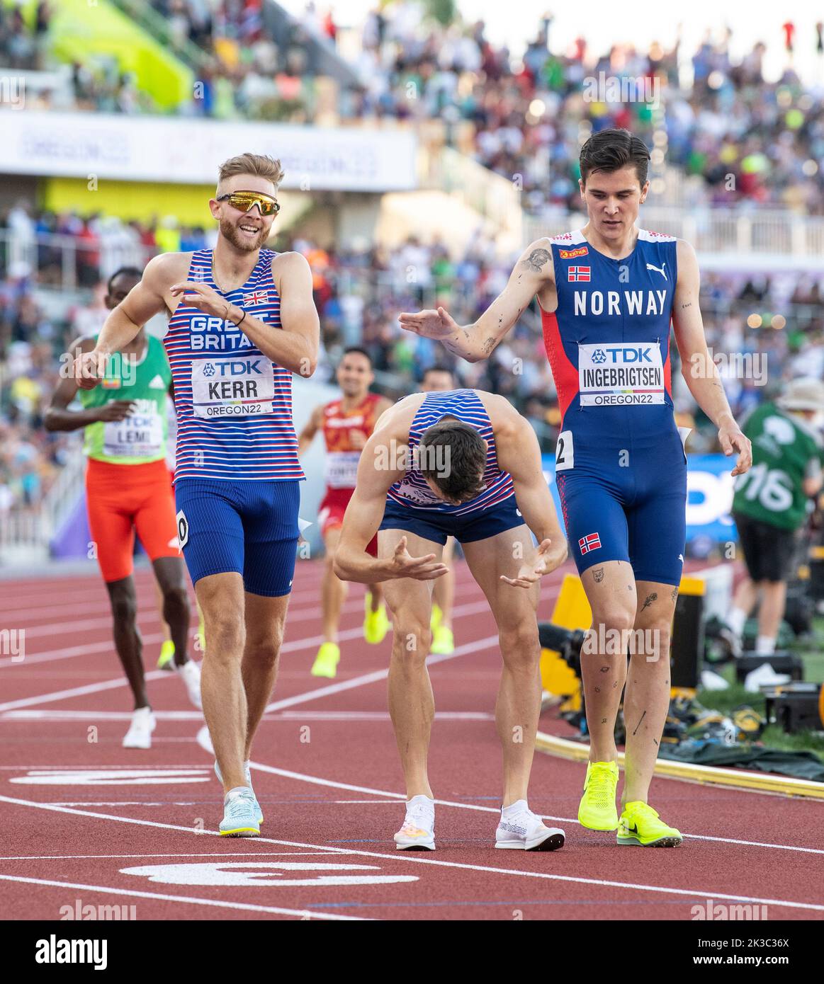 A pat on the back for Jake Wightman of GB&NI from Josh Kerr and Jakob ...