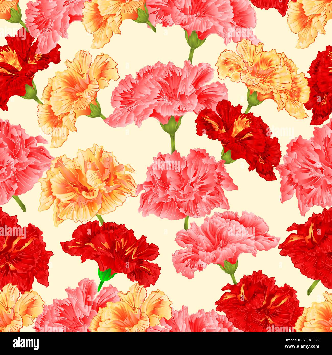 Seamless texture red , pink, yellow hibiscus tropical flowers vector ...