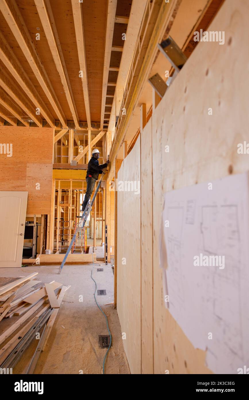 Construction worker holding ladder hi-res stock photography and images ...