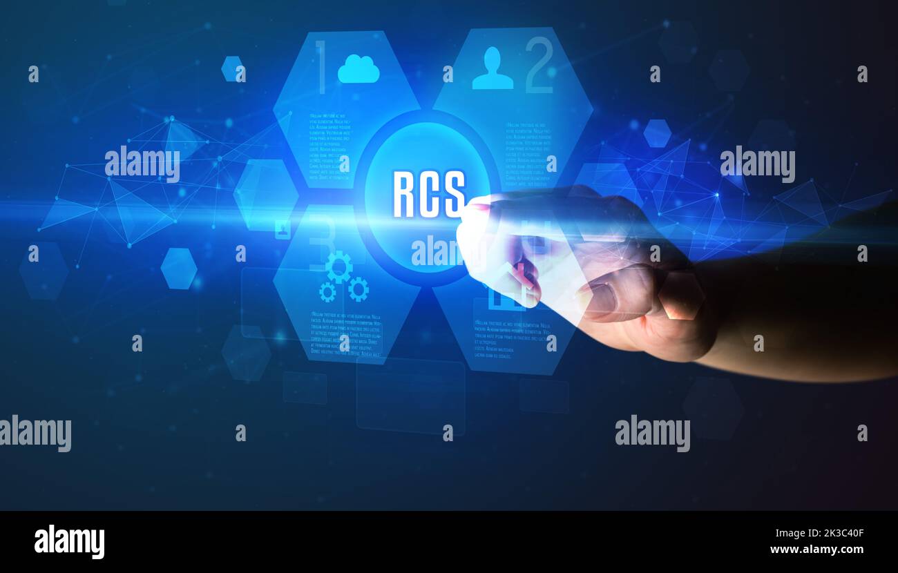 Hand touching digital button concept Stock Photo - Alamy