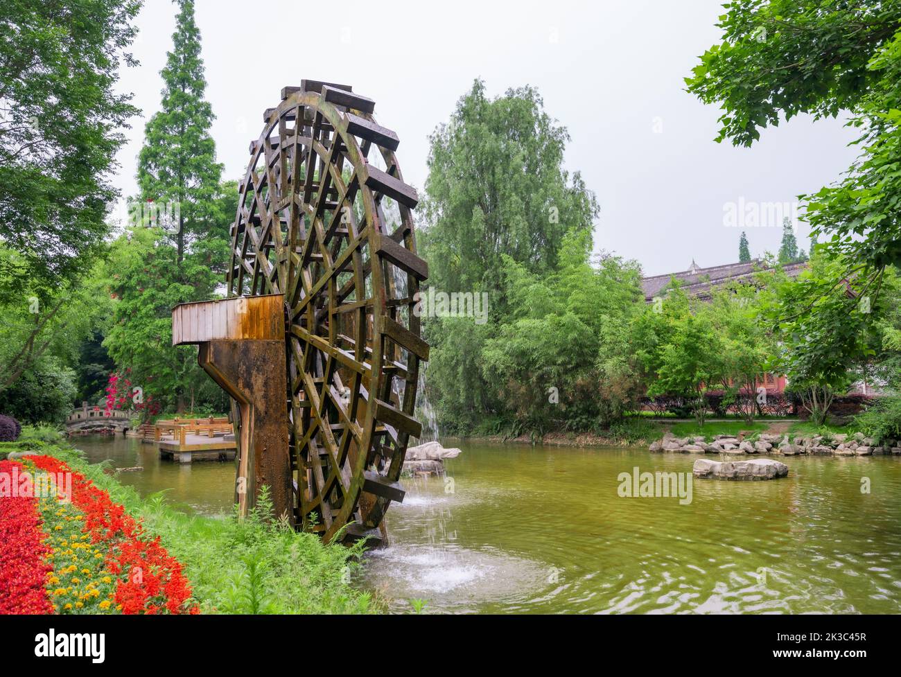A water wheel at Jiading Square, a scenic spot in Leshan Giant Buddha ...