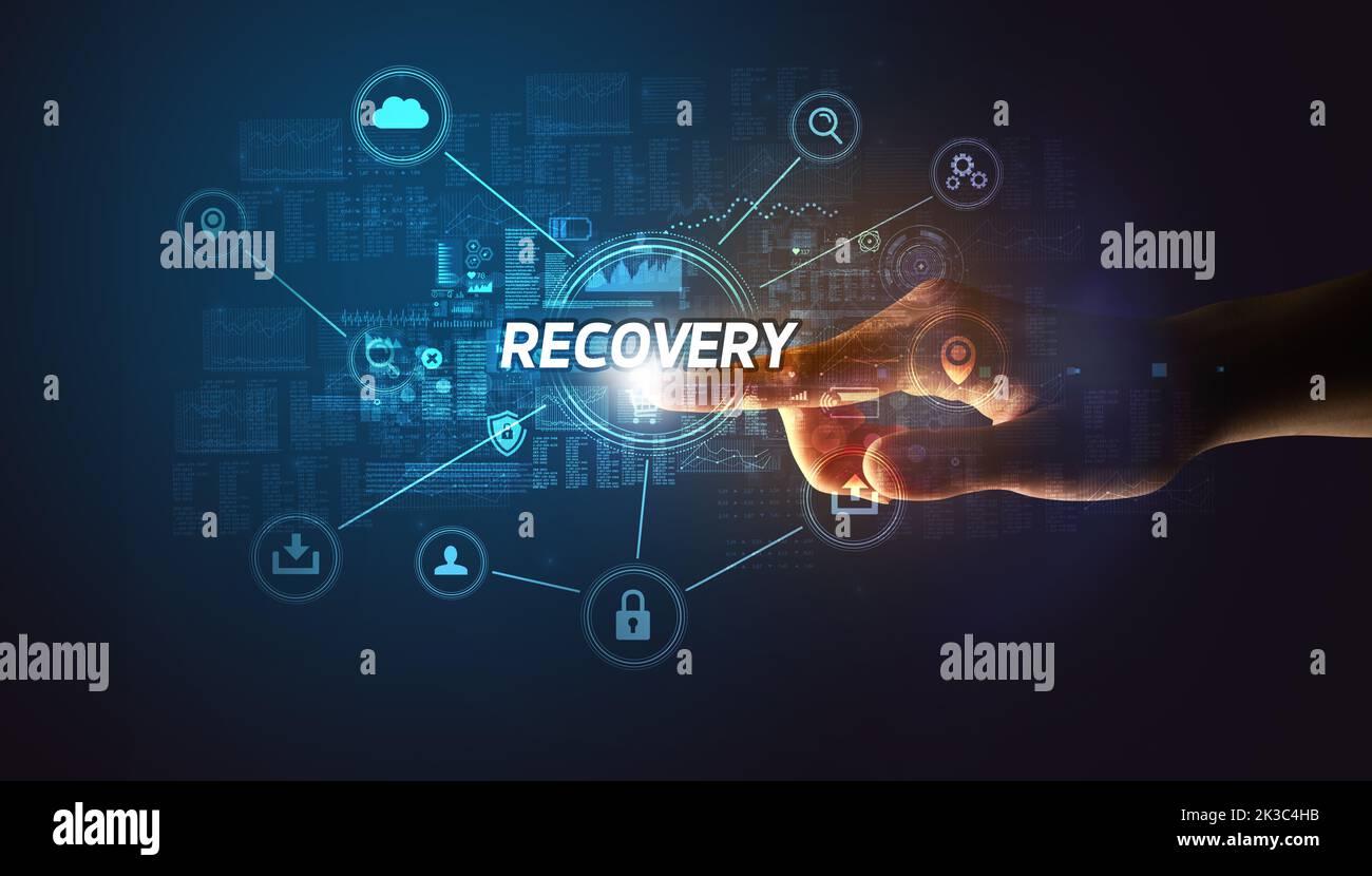 Hand touching cybersecurity button concept Stock Photo - Alamy