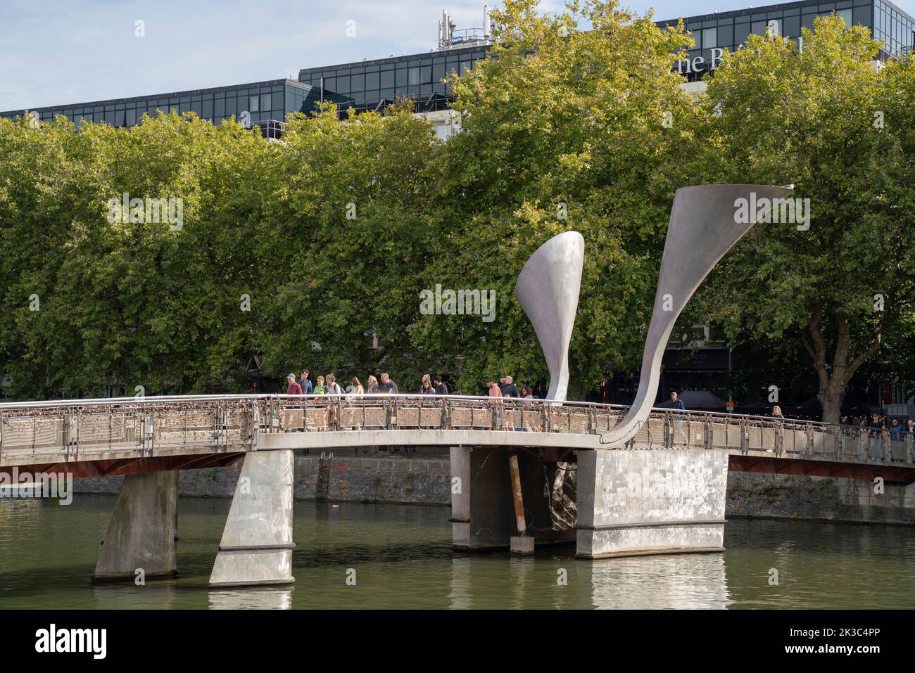 General view of Pero's Bridge over the floating harbour in Bristol ...