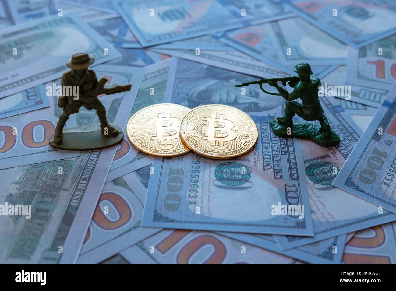 Economic or financial warfare concept photo with US dollars and ...