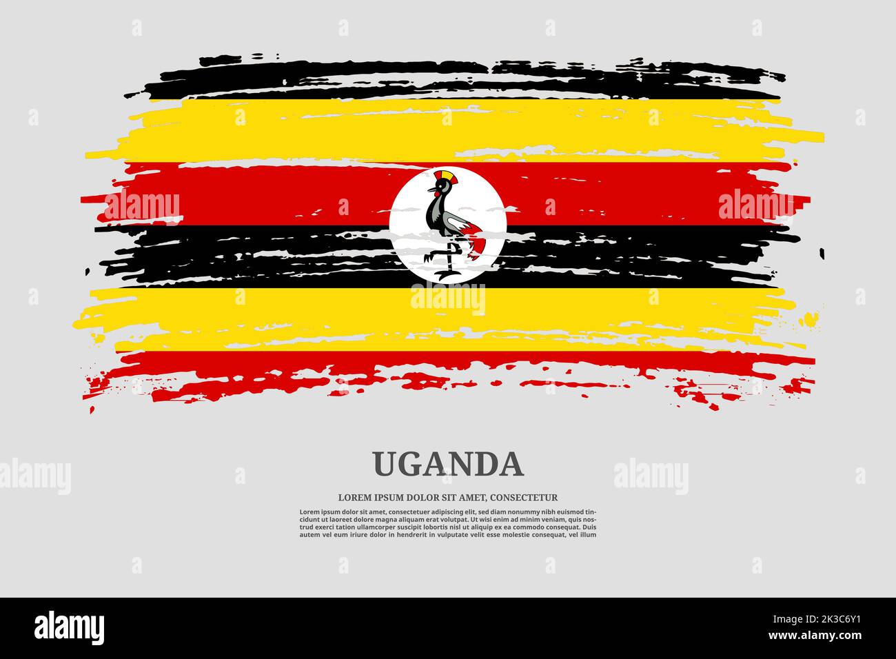 Uganda flag with brush stroke effect and information text poster, vector background Stock Vector ...