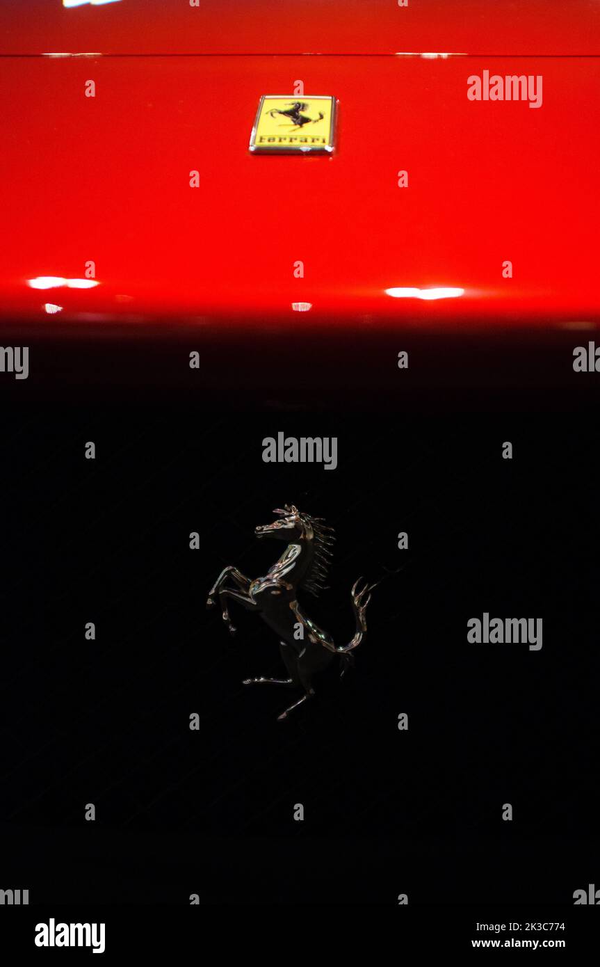 A Red Ferrari sign in Abu Dhabi Ferrari World park Stock Photo - Alamy