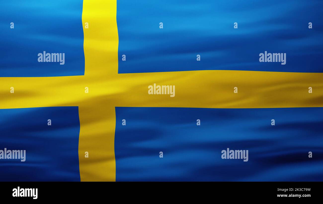 Sweden flag, Rippled silk texture - Front 3D illustration Stock Photo ...
