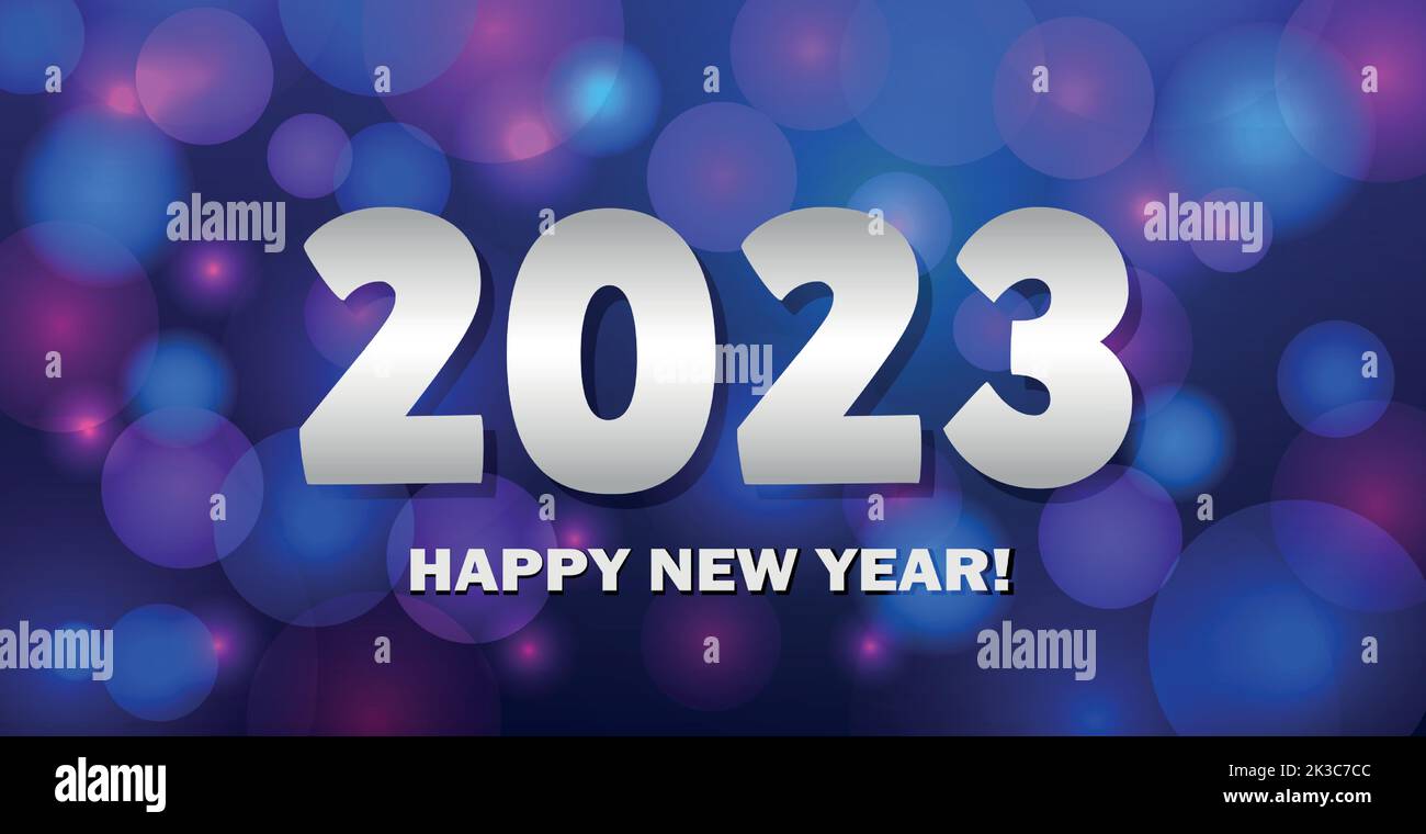 Merry Christmas and Happy New Year 2023, bright bokeh background ...