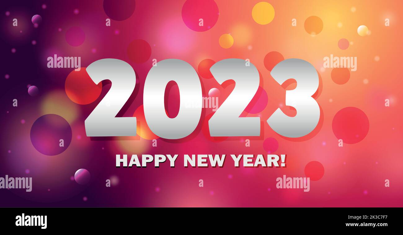 Merry Christmas and Happy New Year 2023, bright bokeh background ...