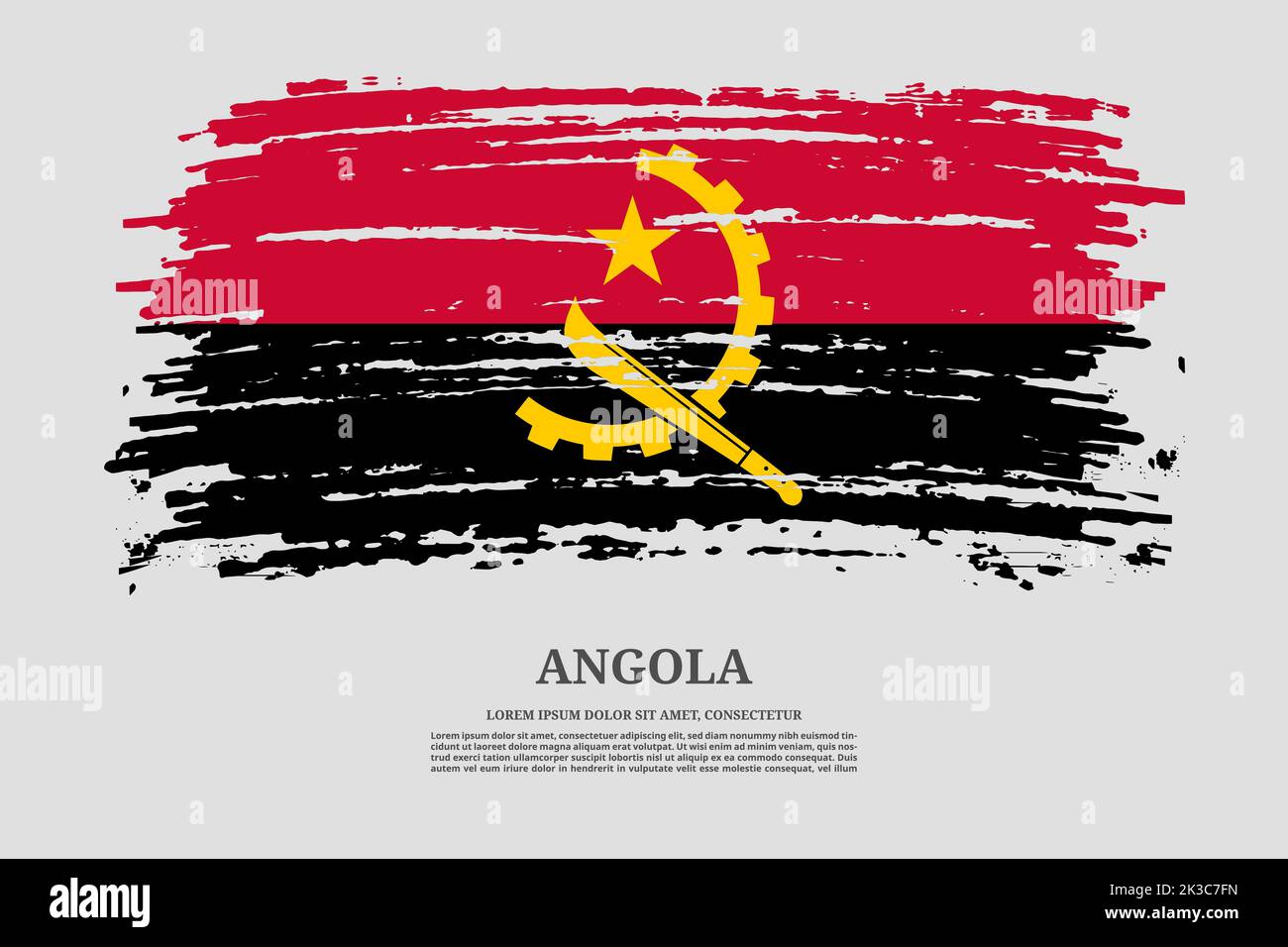 Angola flag with brush stroke effect and information text poster ...