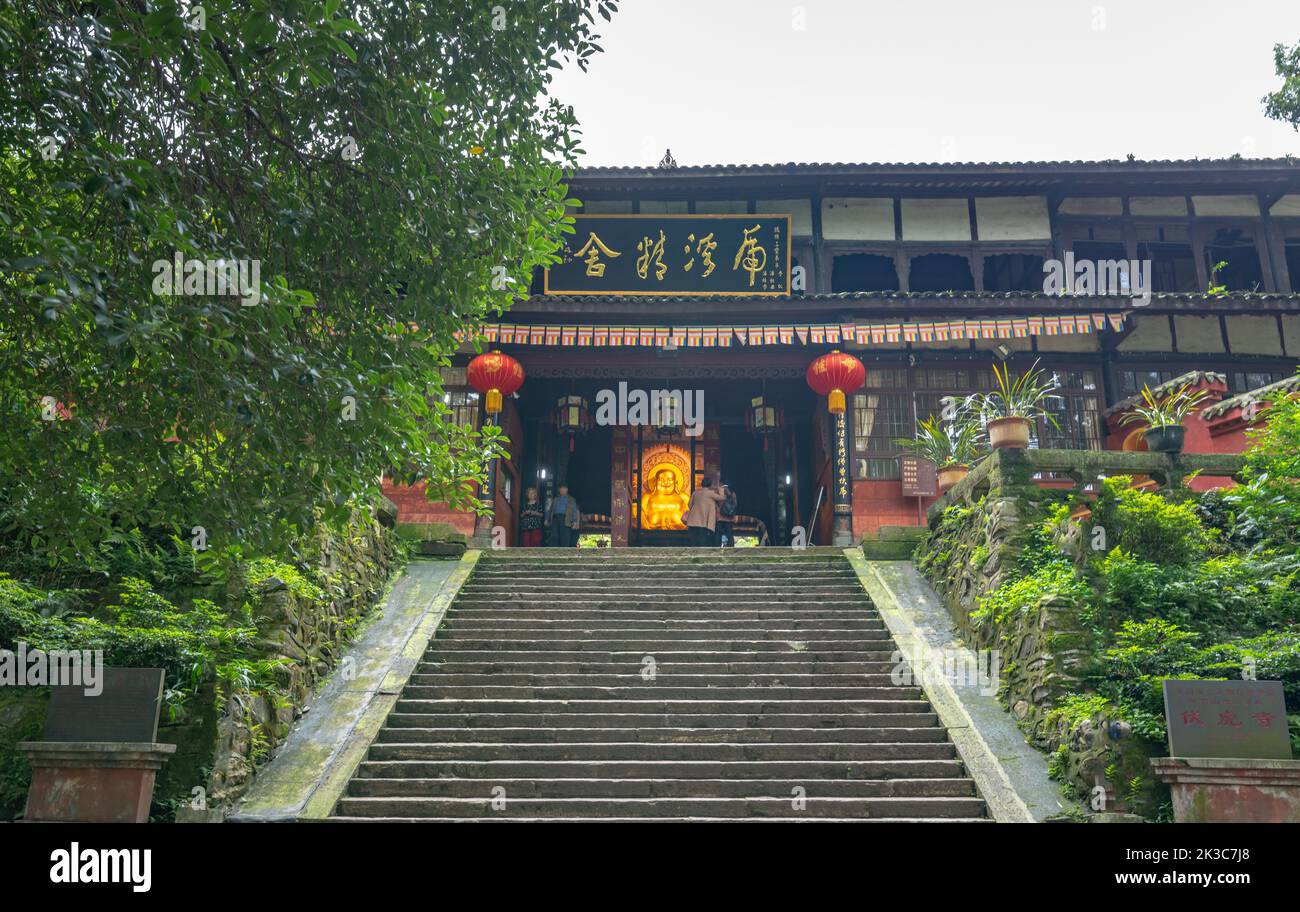 The architectural landscape of Fuhu Temple in Emei Mountain, China ...