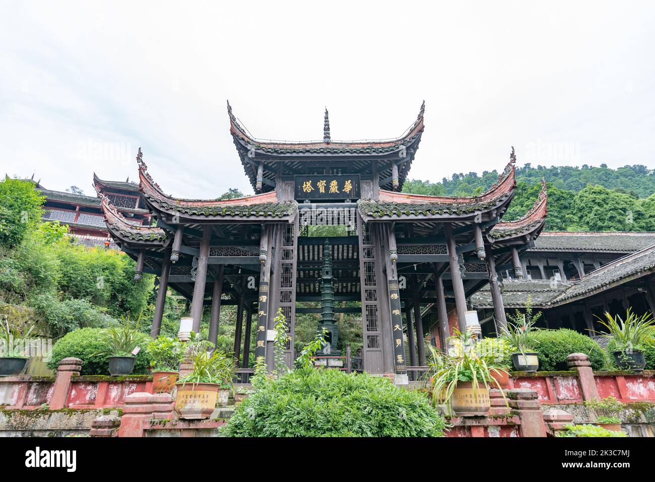 The architectural landscape of Fuhu Temple in Emei Mountain, China ...