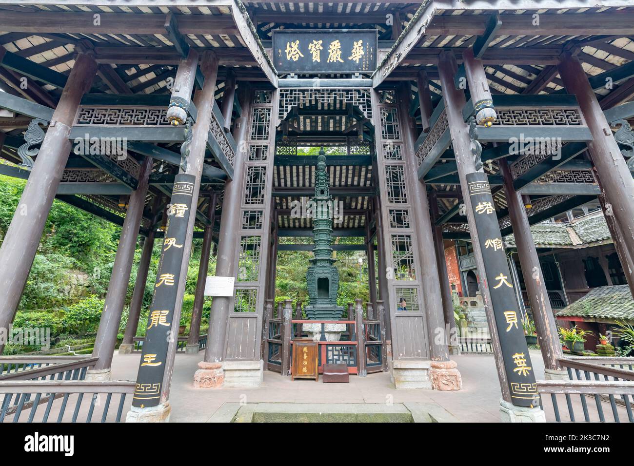 The architectural landscape of Fuhu Temple in Emei Mountain, China ...