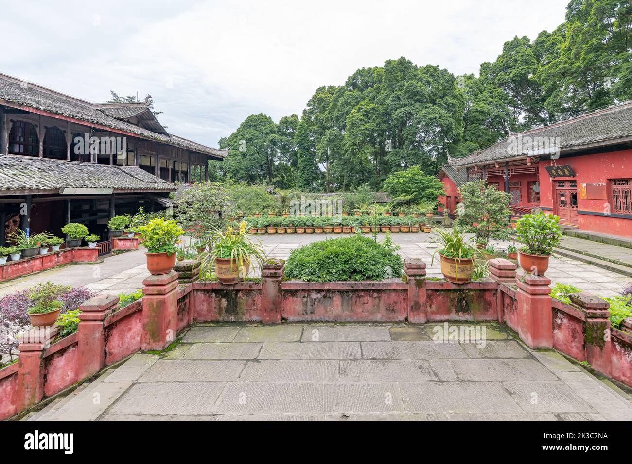 The architectural landscape of Fuhu Temple in Emei Mountain, China ...