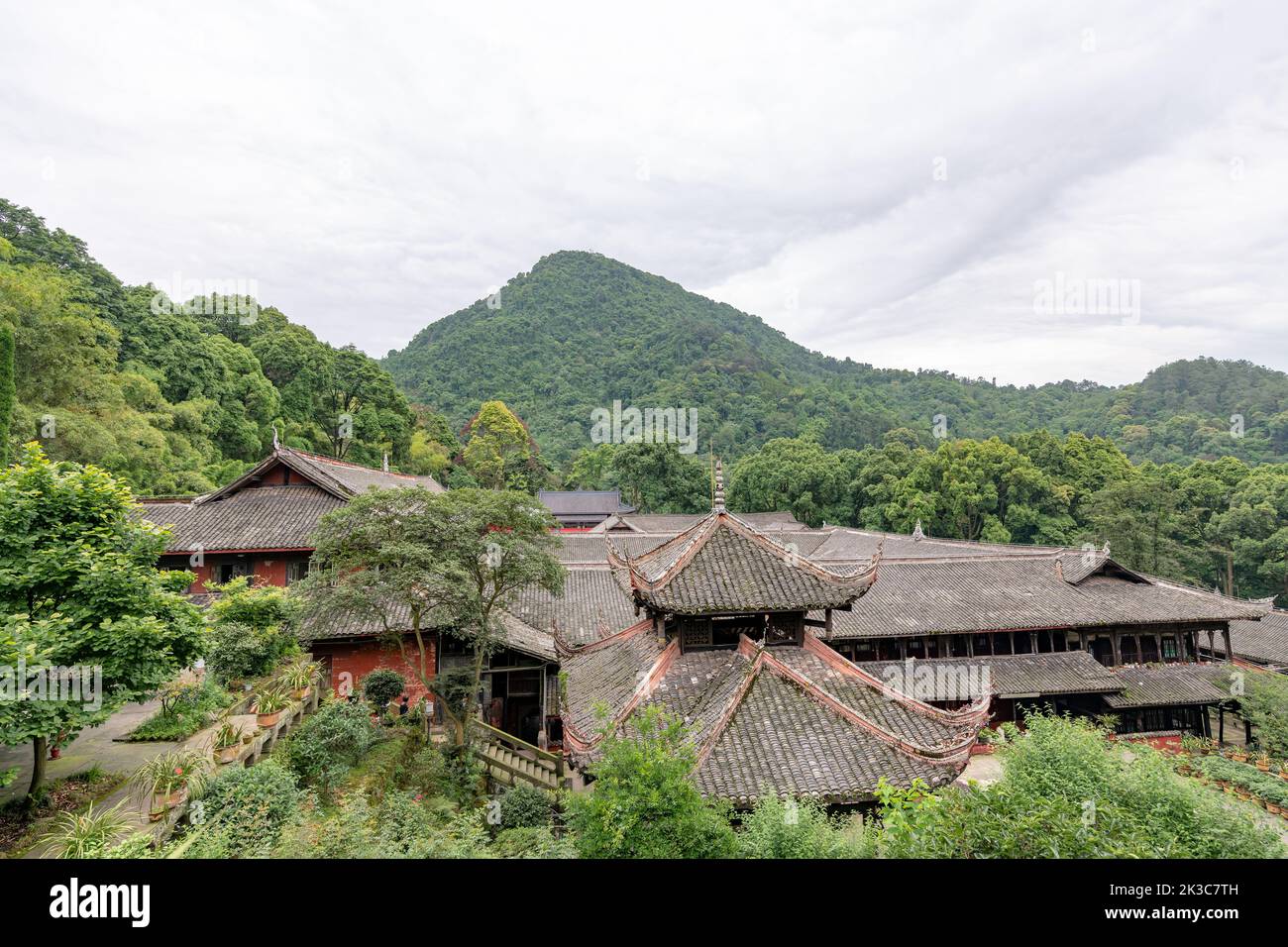The architectural landscape of Fuhu Temple in Emei Mountain, China ...