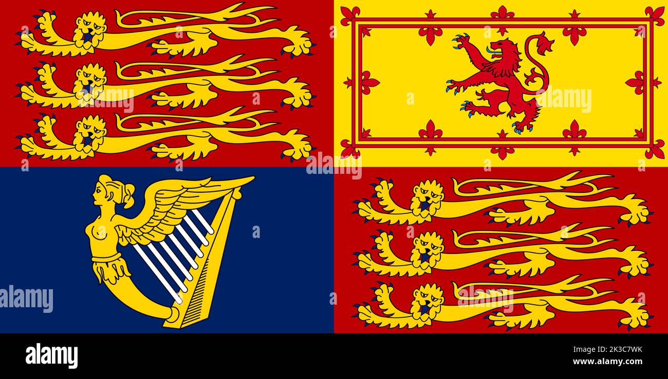 Royal Standard of the United Kingdom flag 3D illustration Stock Photo ...
