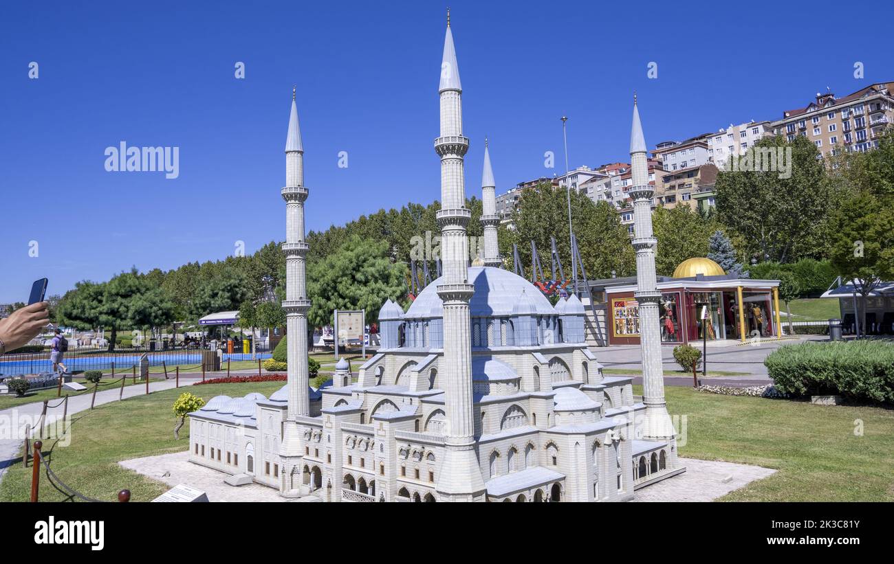 Miniature mosque in Miniaturk, minaret and dome, sightseeing ...