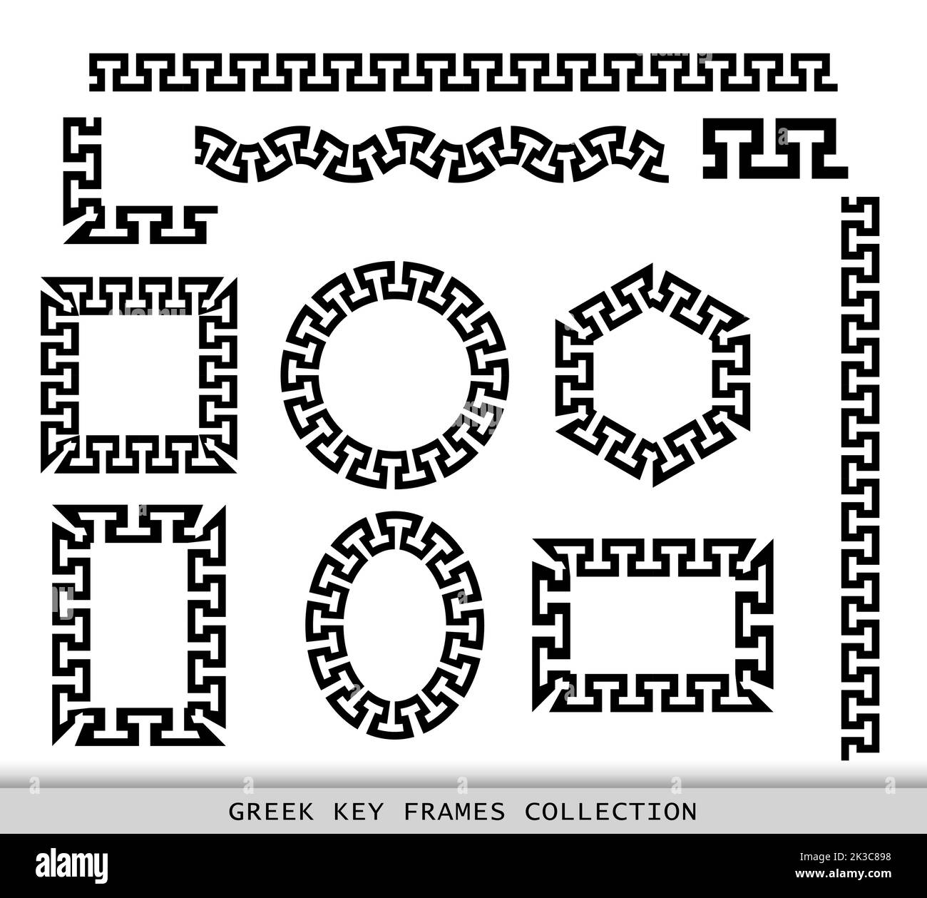 Ancient Greek black frames patterns collection, set of antique borders ...