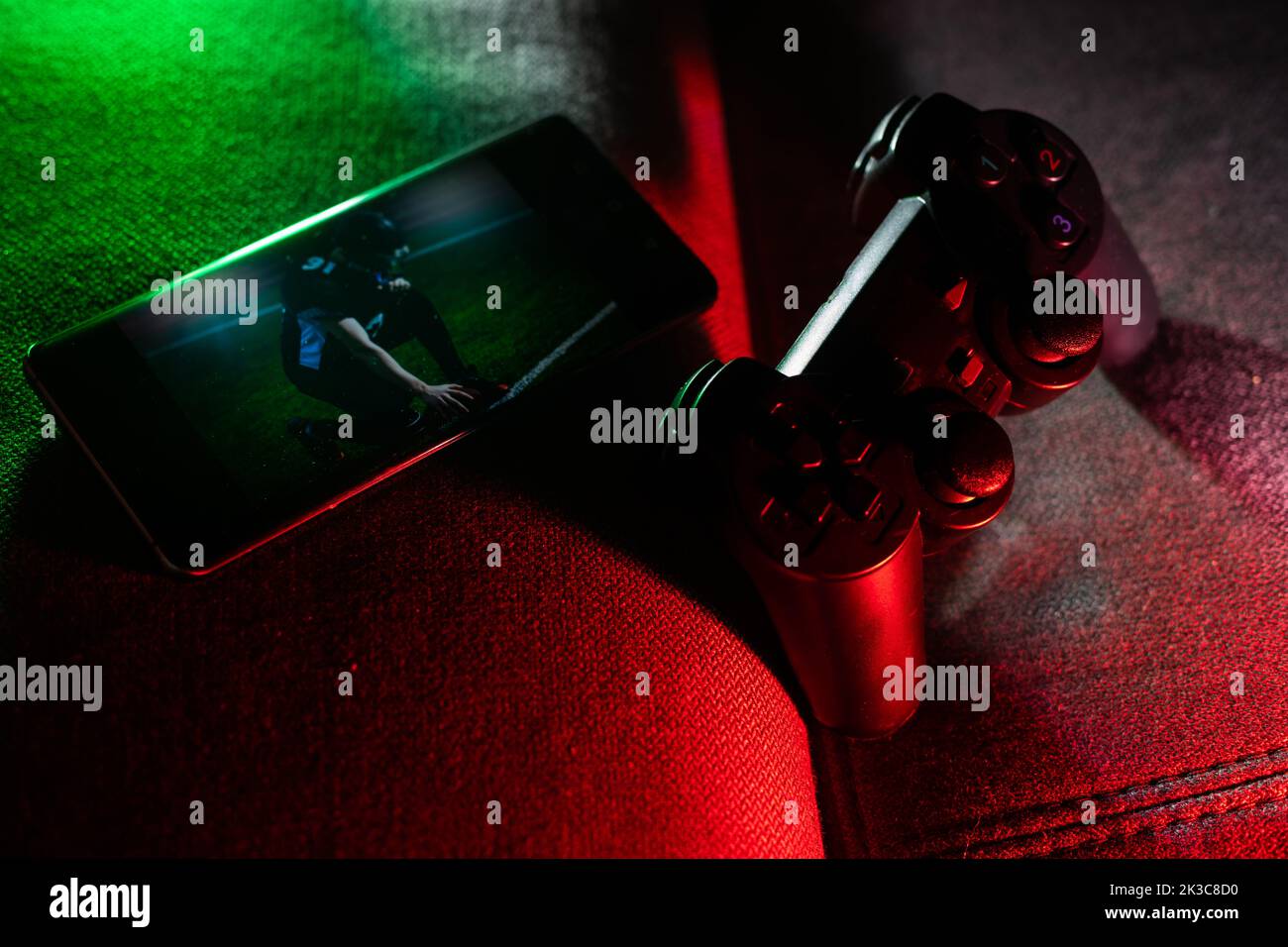 Smartphone and two game joysticks. Minimalism. Cybersport concept ...