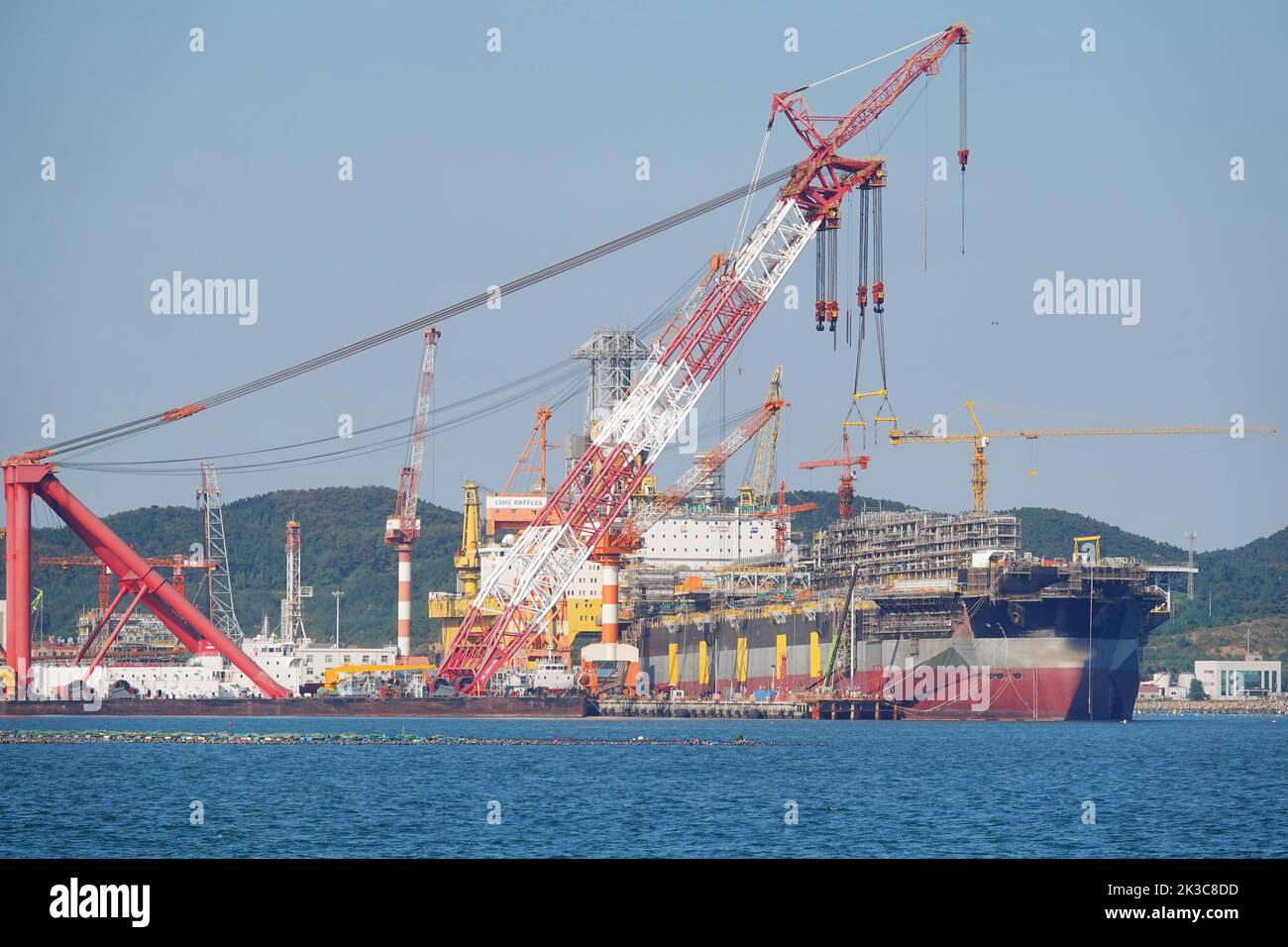 YANTAI, CHINA - SEPTEMBER 26, 2022 - An ultra-large ship is under ...