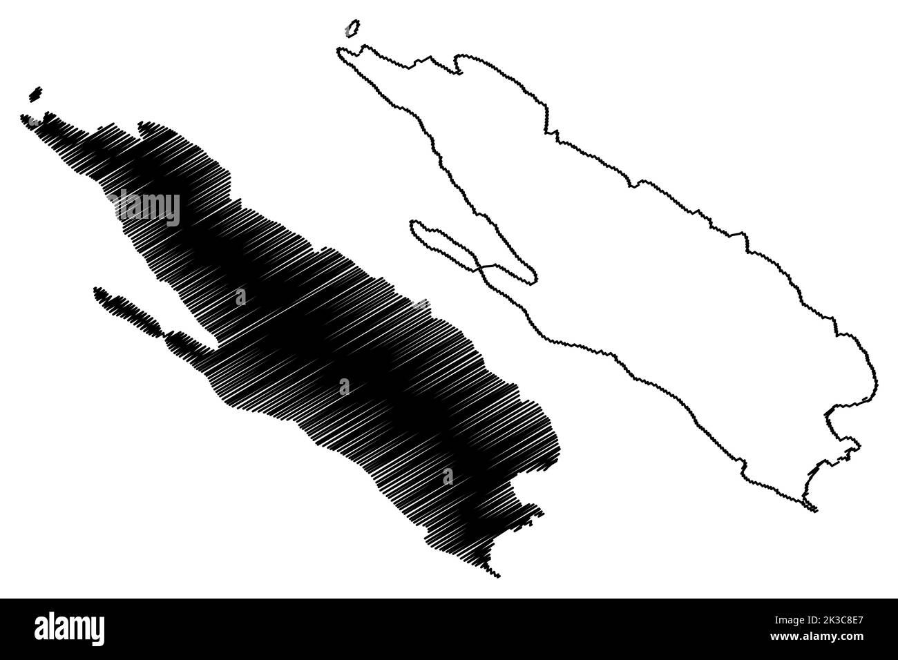 Sipan island (Republic of Croatia, Adriatic Sea) map vector ...