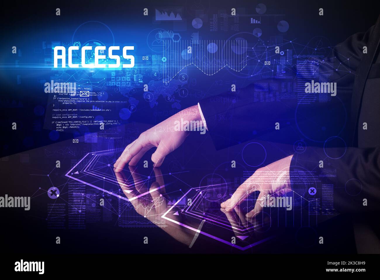 Hand touching digital table concept Stock Photo - Alamy